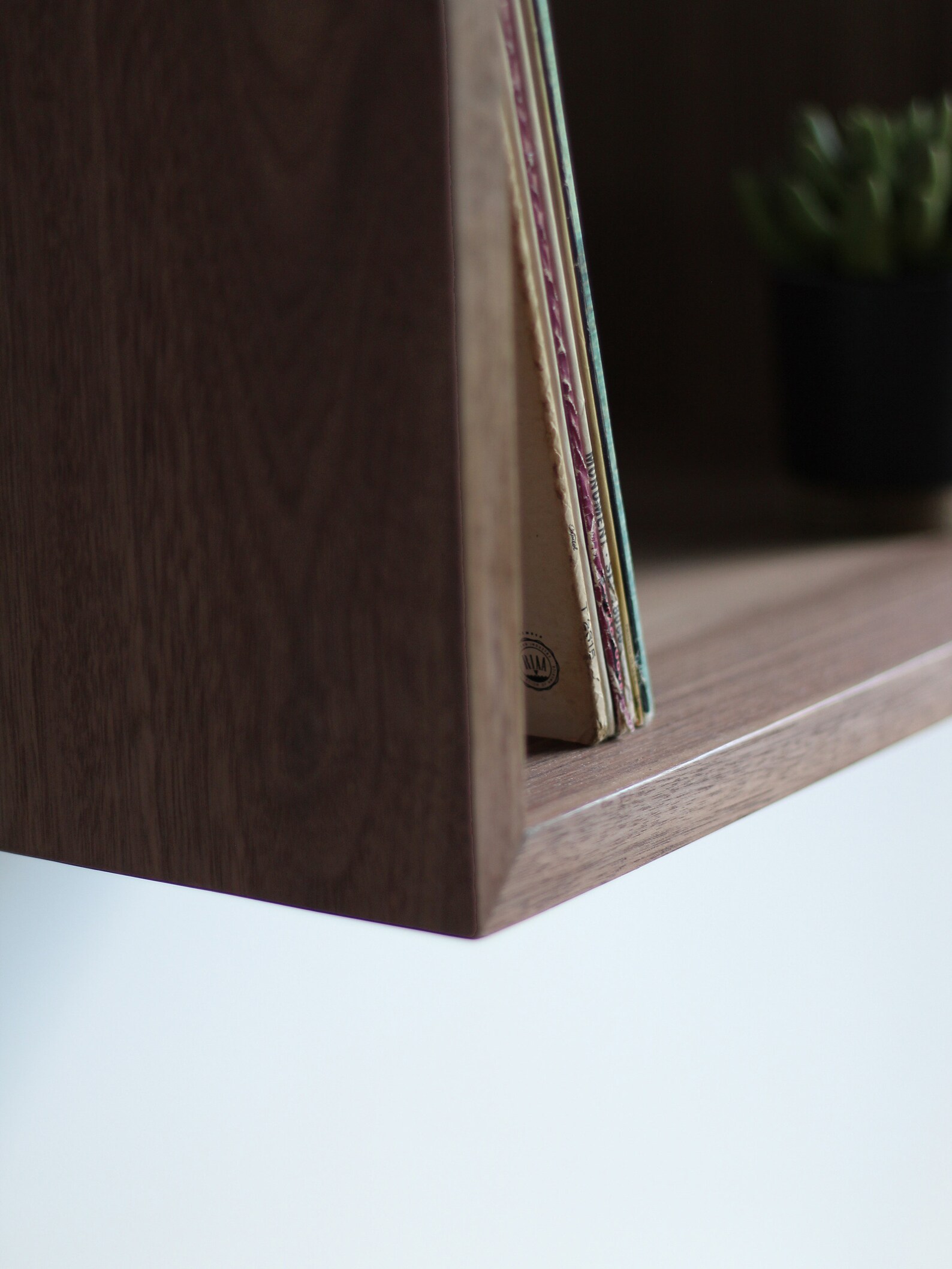 The new Hat Floating Walnut Record Shelf - Etsy