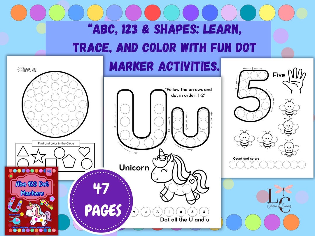 Dot Marker ABC 123 Shapes Printable, Fine Motor Skills (PDF) - Etsy