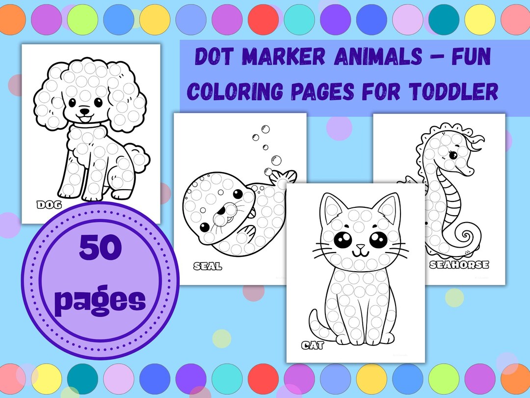 Animal Dot Marker Coloring Pages, Toddler Activity (PDF Pattern) - Etsy