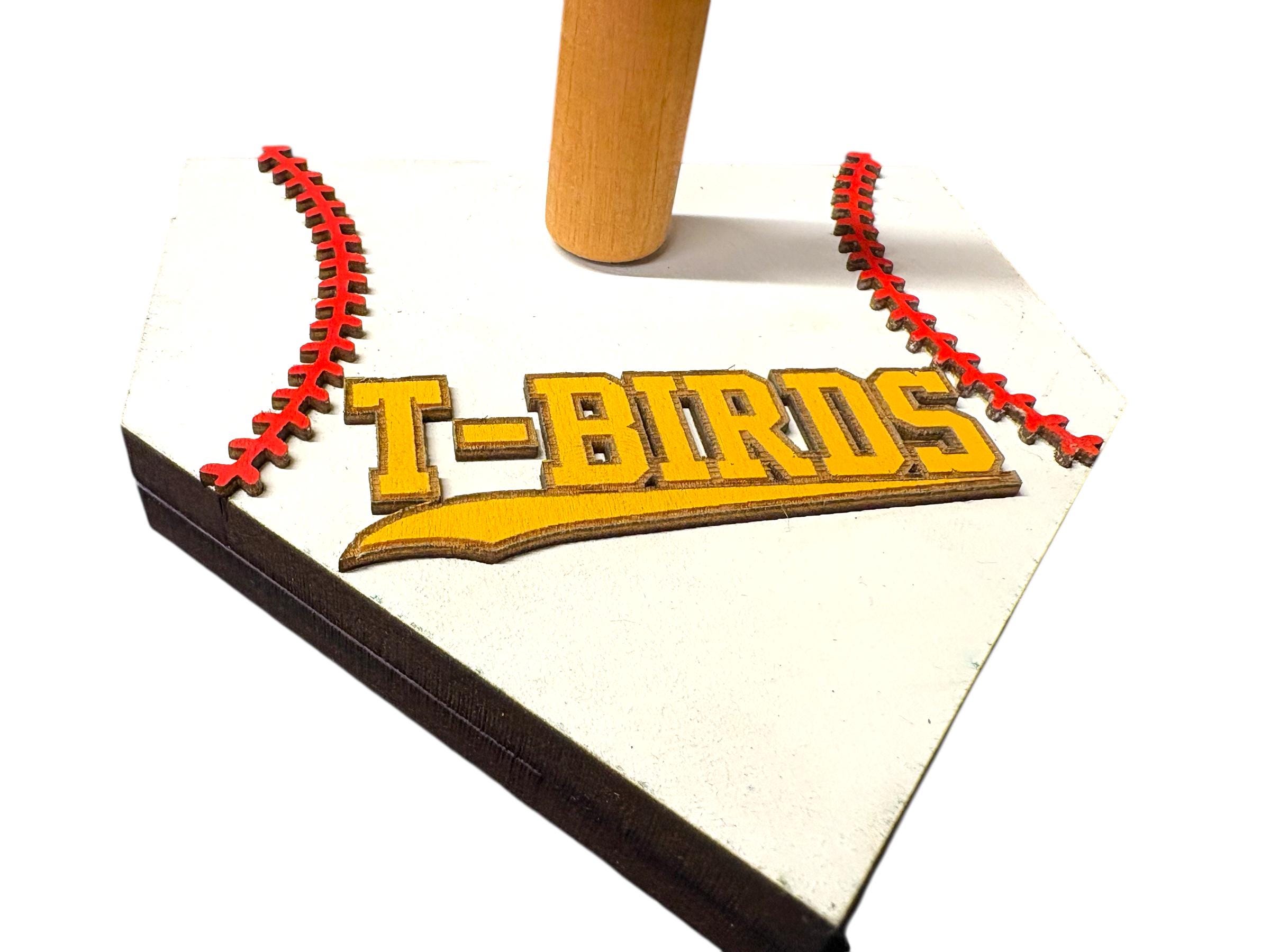 Personalized Baseball Ring Display | Mini Bat & Home Plate Stand - Etsy