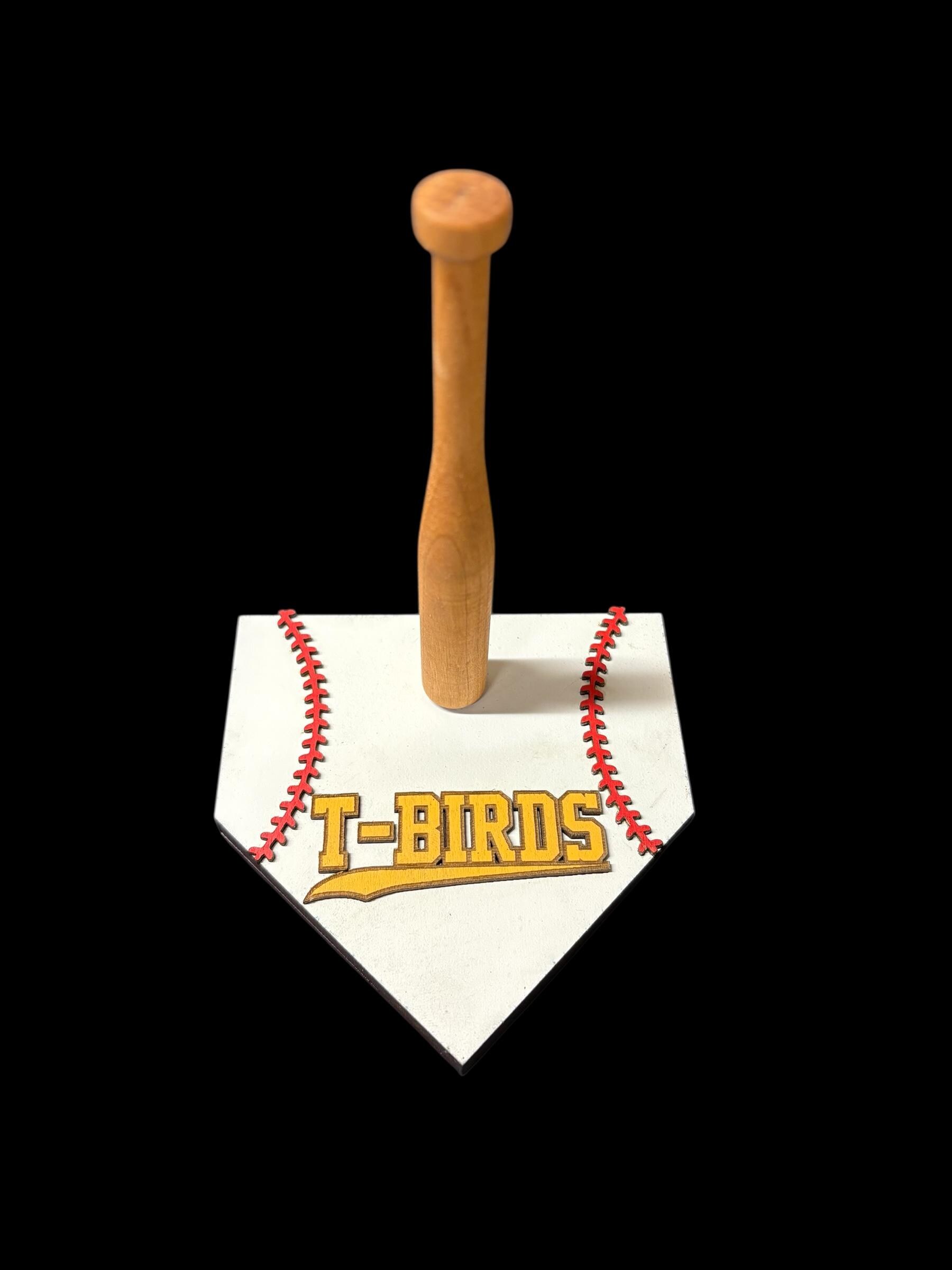 Personalized Baseball Ring Display | Mini Bat & Home Plate Stand - Etsy