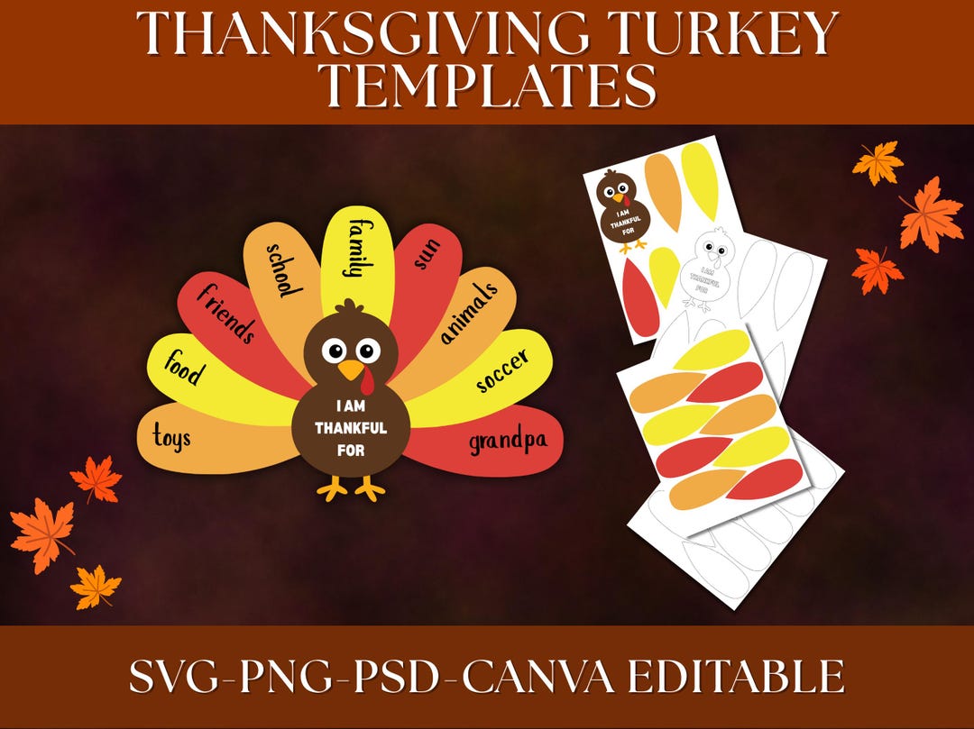 Thanksgiving Turkey Template | Gratitude Craft Activity | Canva ...