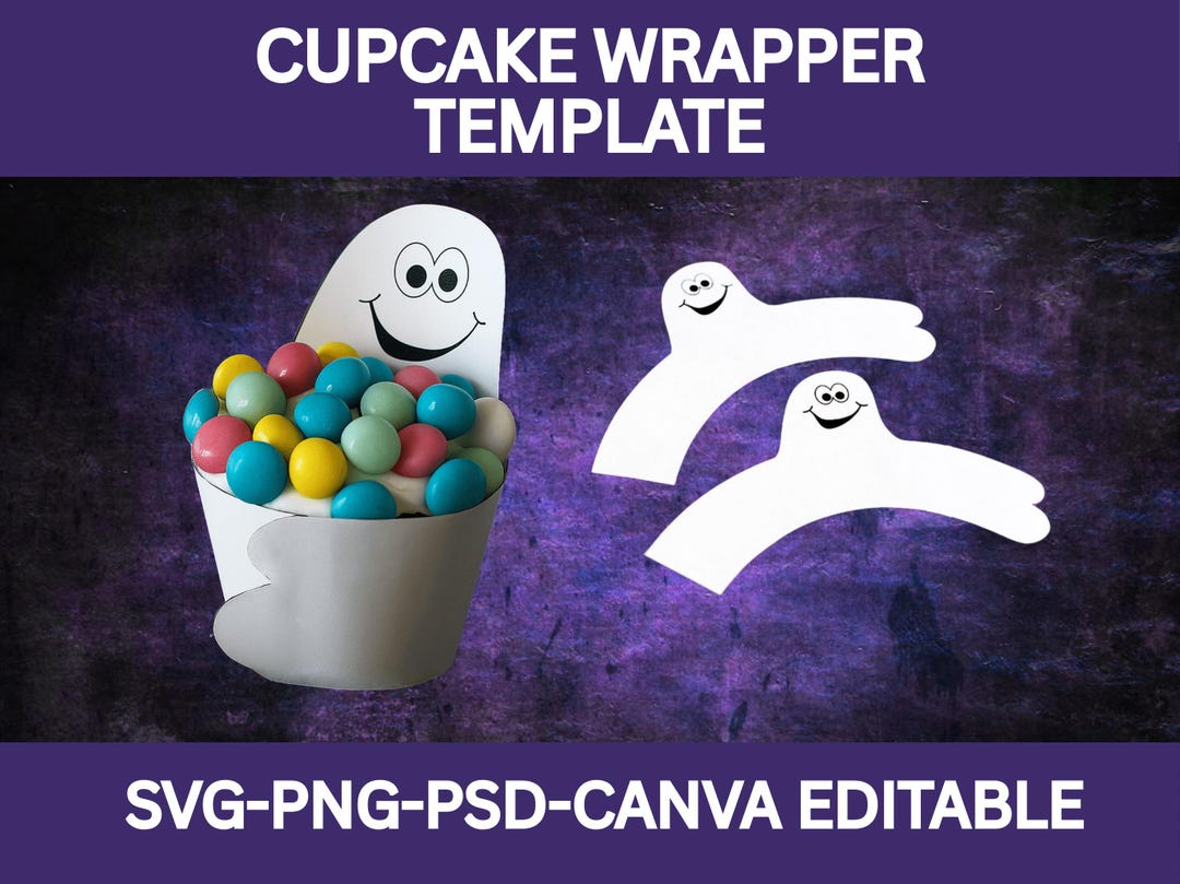 Ghost Cupcake Wrapper Template | Halloween Cupcake Wrapper | Spooky ...