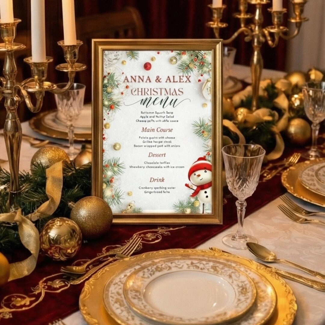 Editable Christmas Menu Template – A4 Holiday Dinner Menu – Printable ...