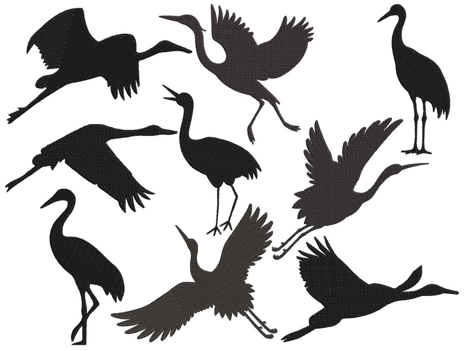 Crane Embroidery Design Bundle – Wildlife Silhouettes (digital Download ...