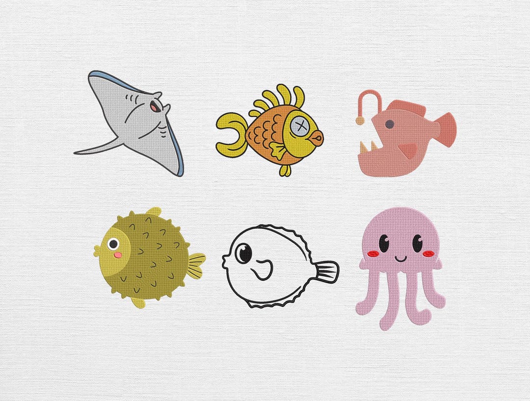 Deep Sea Creatures Embroidery Designs – Machine Embroidery Pattern ...
