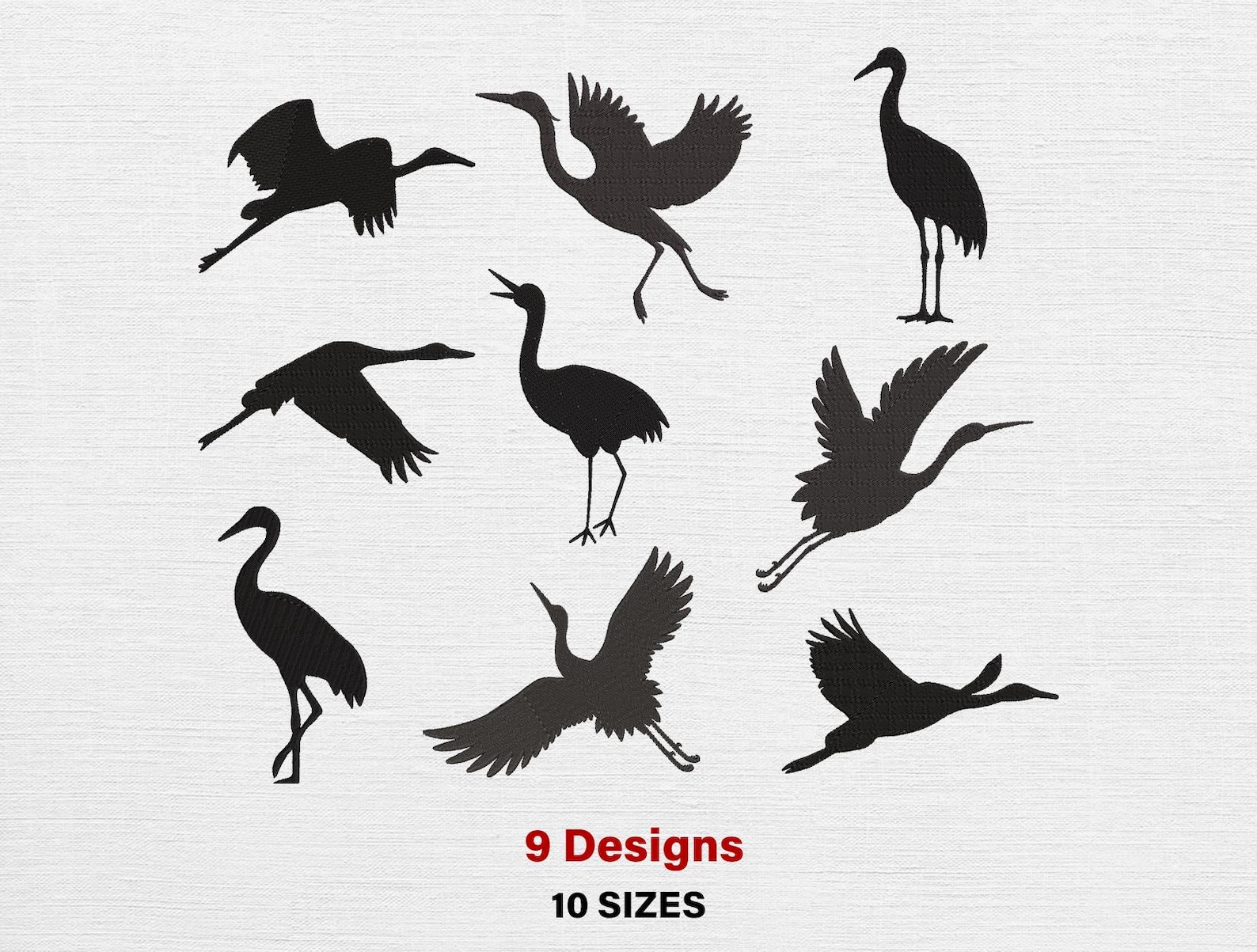 Crane Embroidery Design Bundle – Wildlife Silhouettes (digital Download ...