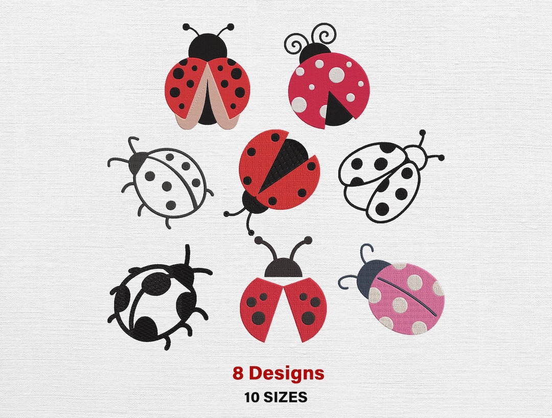 Ladybug Embroidery Design Bundle – Bug Machine Patterns (10 Sizes ...