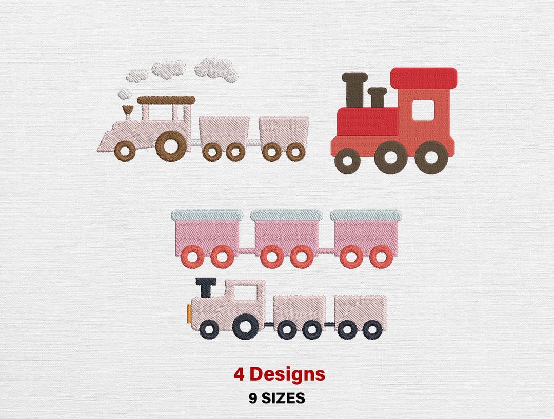 Toy Train Embroidery Design Set: Locomotive Patterns (digital Download ...