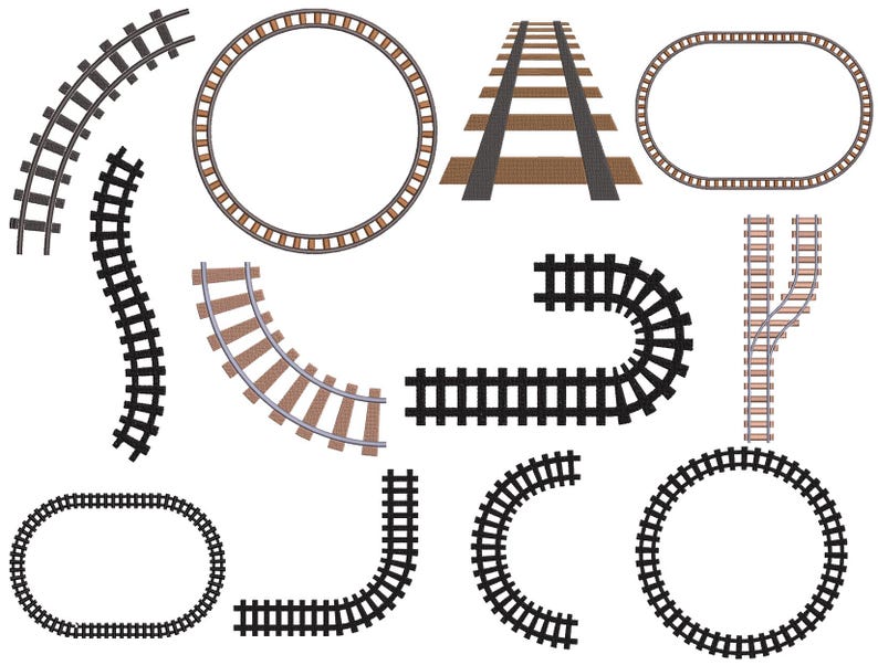 Railroad Tracks Machine Embroidery Design: Train Pattern (digital ...