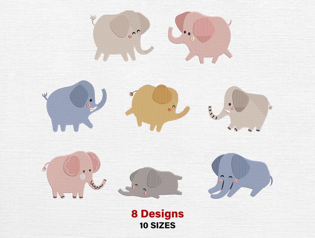 Elephant Embroidery Design, Cute Baby Elephant Machine Embroidery ...