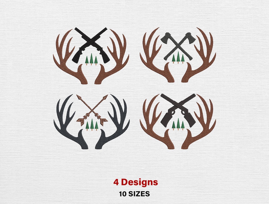 Hunting Antler Machine Embroidery Design Set, Outdoor Forest Pattern ...