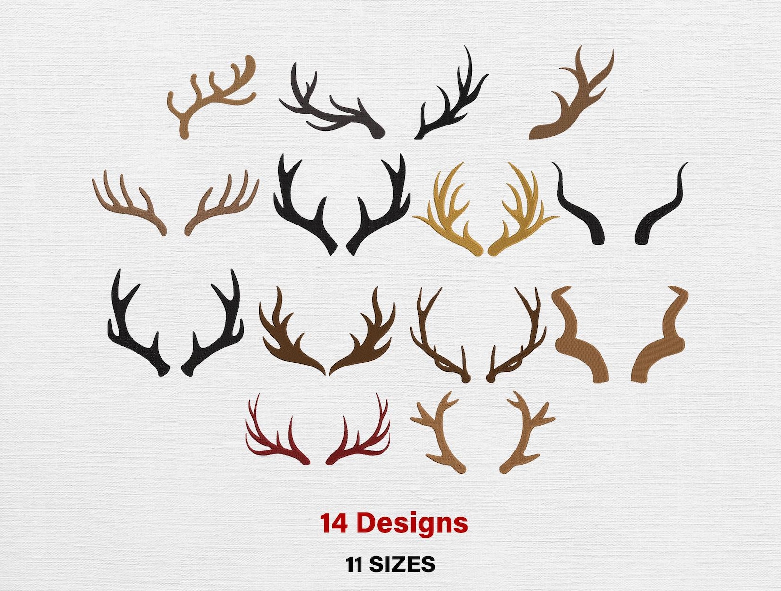 Mini Antlers Embroidery Designs: Deer & Elk Horn Patterns (digital ...