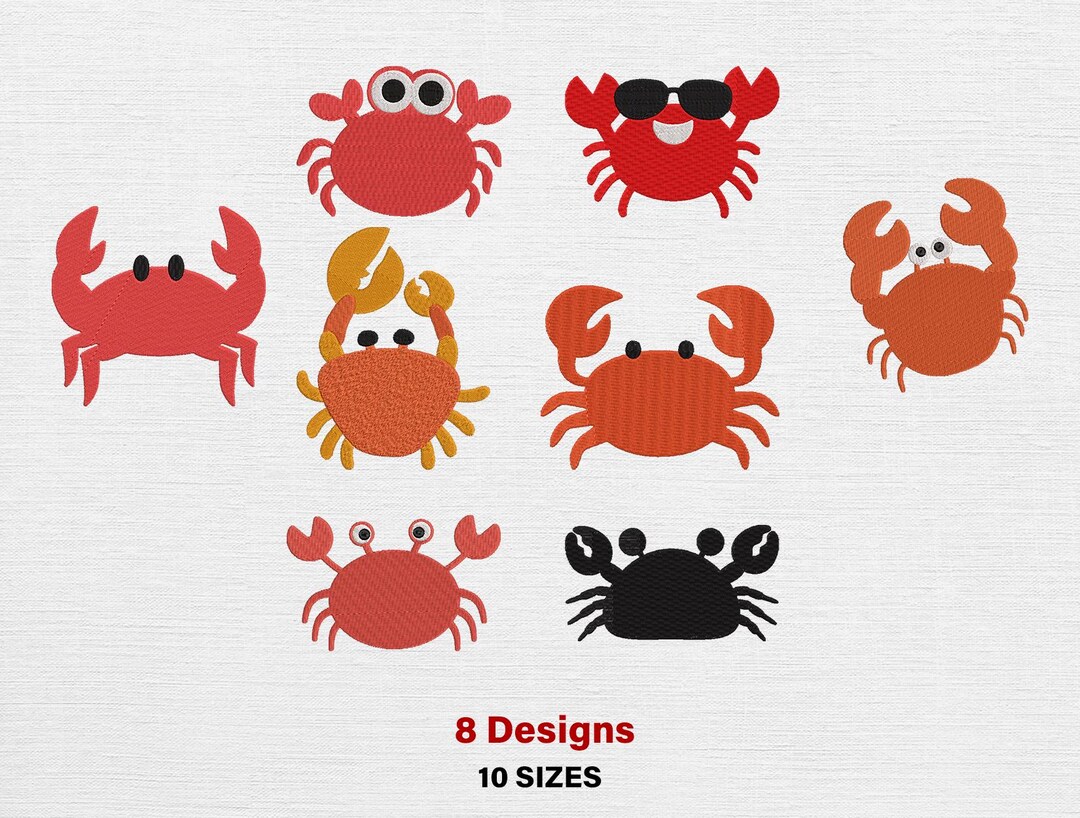 Crab Machine Embroidery Design Bundle, Sea Animal Machine File (digital ...