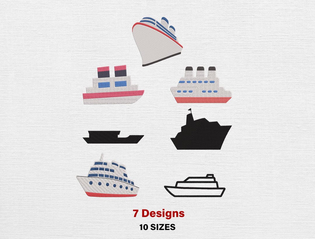 Cruise Ship Embroidery Design Bundle – 7 Nautical Boat Patterns ...