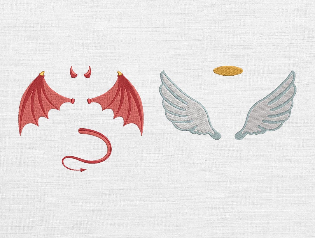 Angle and Devil Embroidery Design - Wings Digital Design - Machine ...
