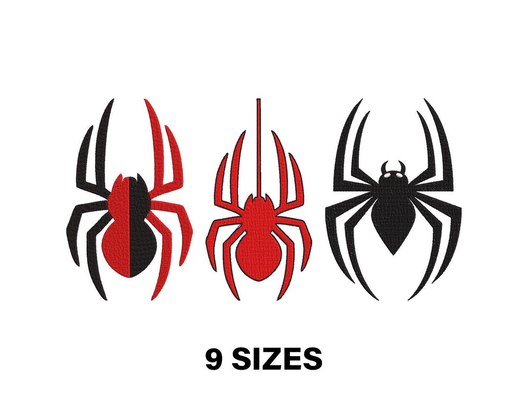 Spider Embroidery Design Bundle: Red & Black Insect Pattern (9 Sizes ...