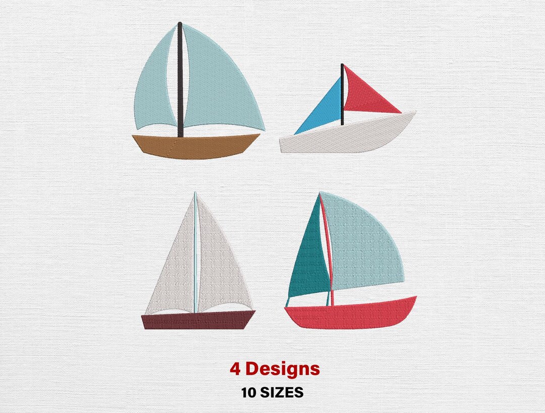 Sailboat Embroidery Design Bundle – Nautical Boat Patterns (digital ...