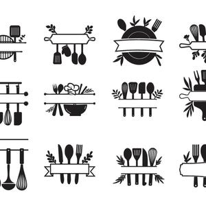 Kitchen Utensils Split Frame Machine Embroidery Design - Baking Tools ...