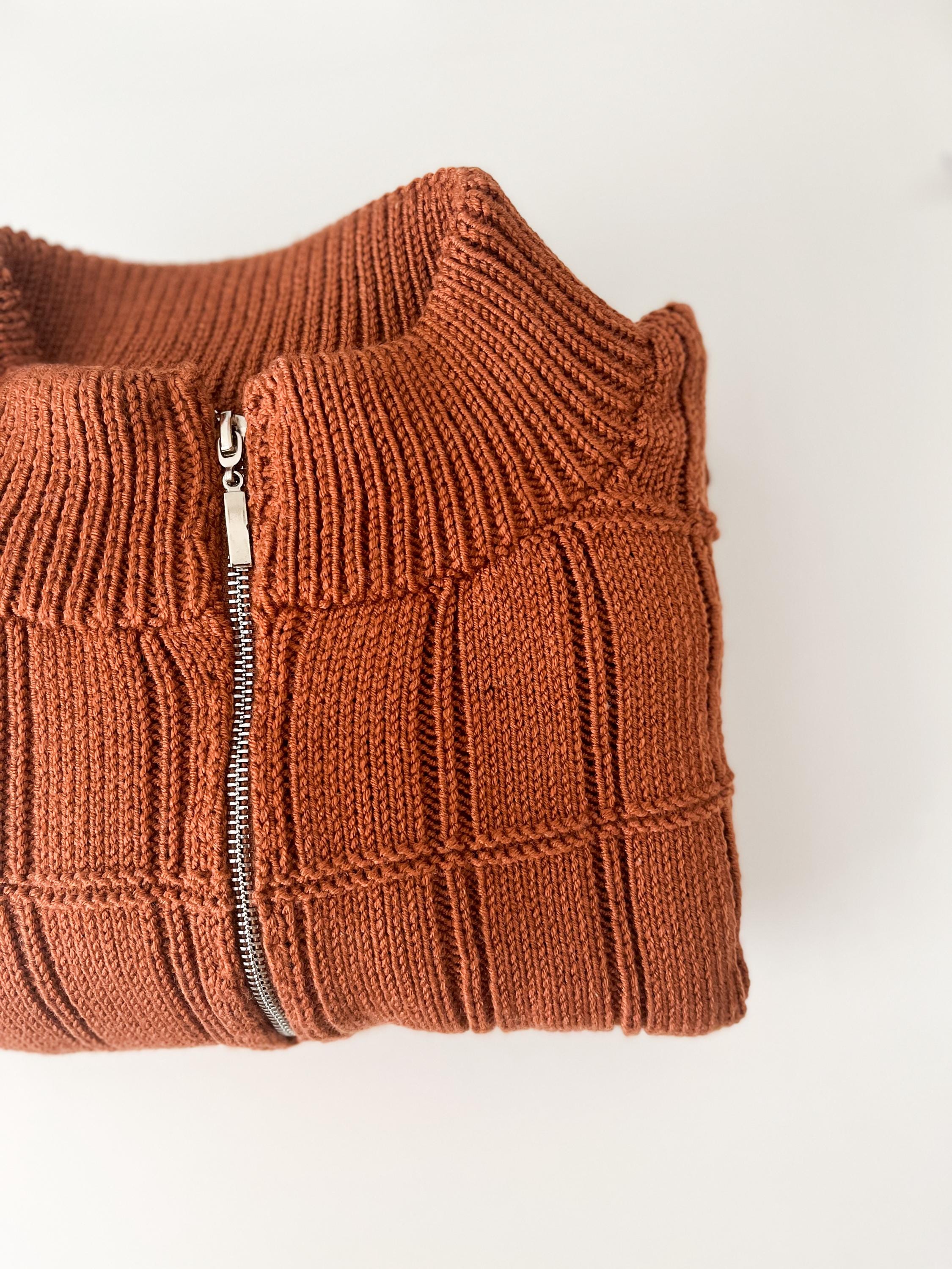 Jason Bourne Sweater: Rust Brown Ribbed Knit Half Zip Pullover - Etsy