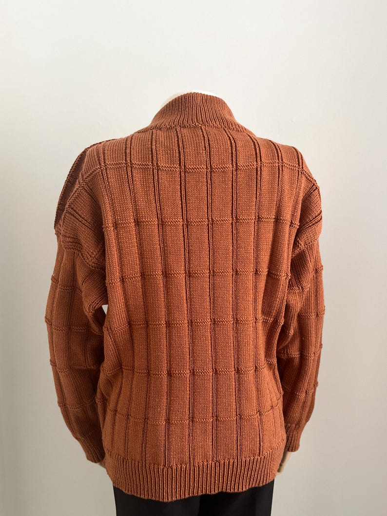 Jason Bourne Sweater: Rust Brown Ribbed Knit Half Zip Pullover - Etsy