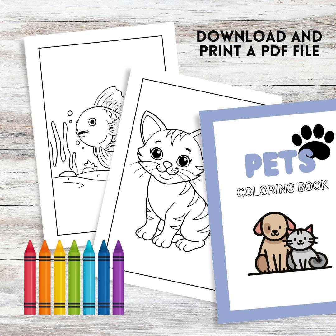 Printable Pets Coloring Book | Digital Pets Coloring Book | Pet ...