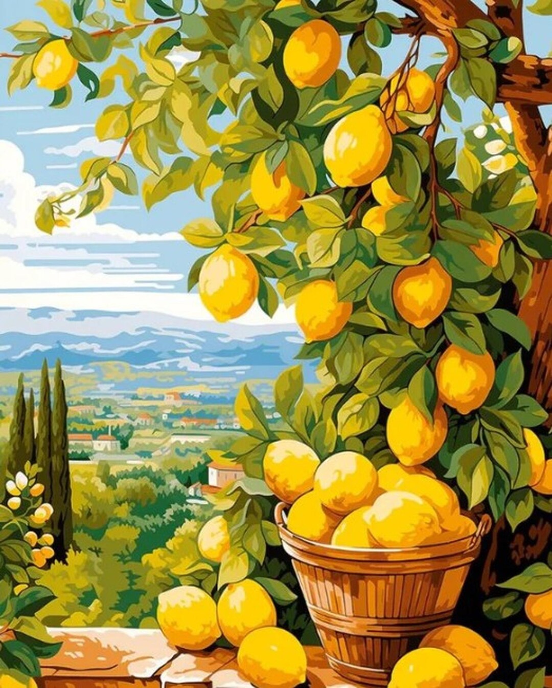 Lemon Tree in Tuscany – Mediterranean Landscape Art Print - Colorful ...