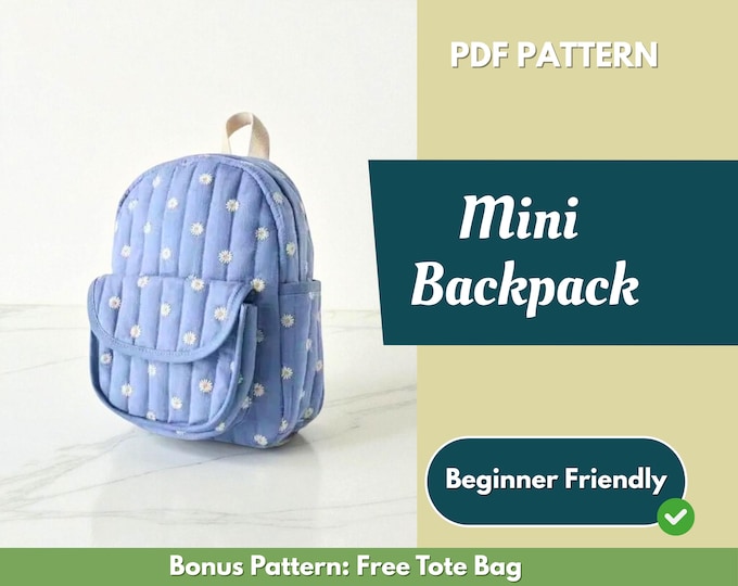 Mini Backpack Sewing Pattern, PDF Digital Sewing Pattern With Youtube ...