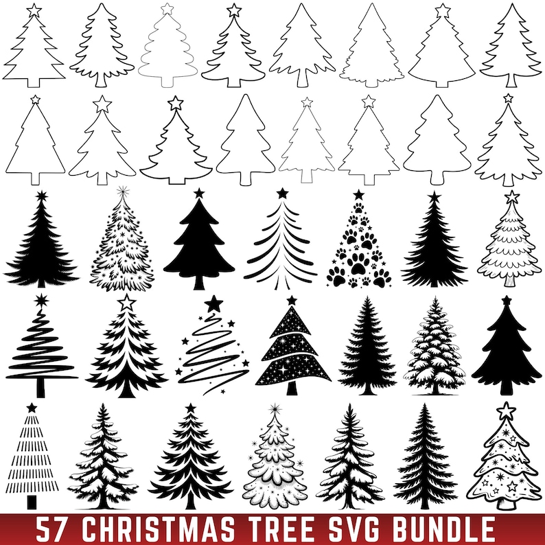 Christmas Tree Svg Bundle, Christmas Svg, Christmas Tree Clipart ...