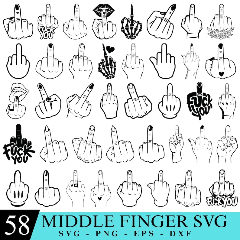 Middle Finger Svg Bundle, Middle Finger Cut File for Circut, Middle ...