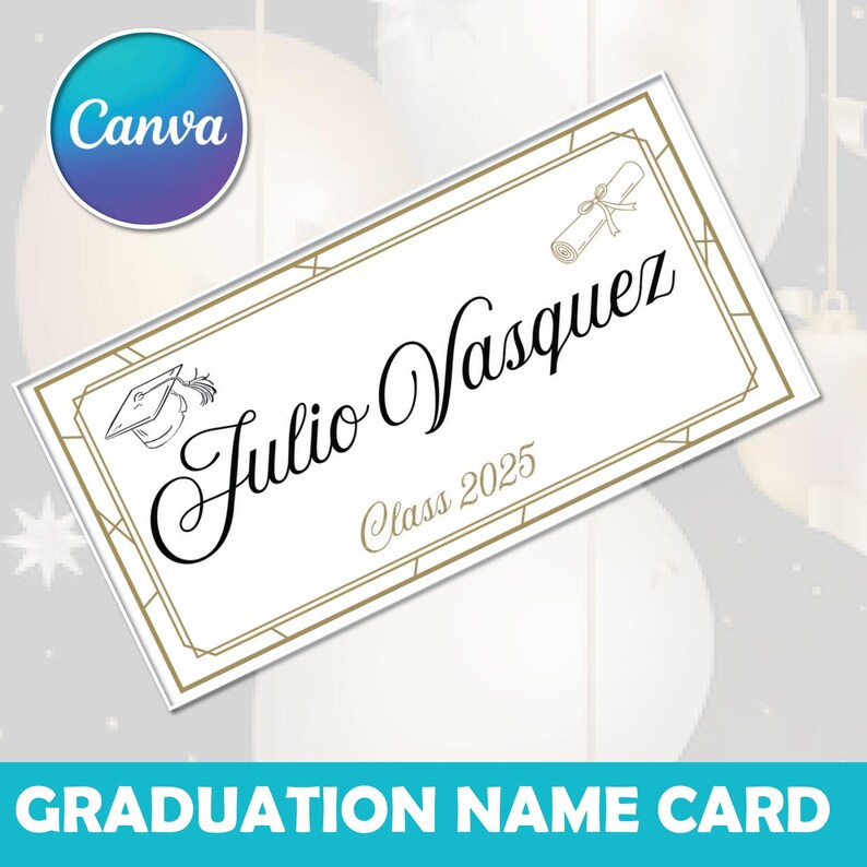 Editable Graduation Name Card Template, Printable Class of 2025 Name ...