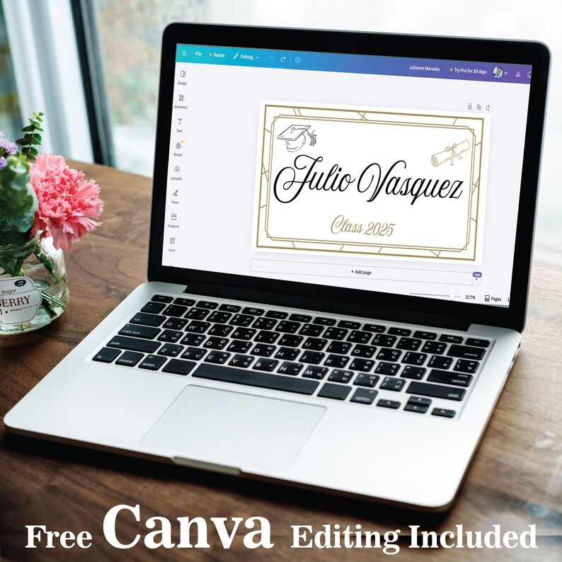 Editable Graduation Name Card Template, Printable Class of 2025 Name ...
