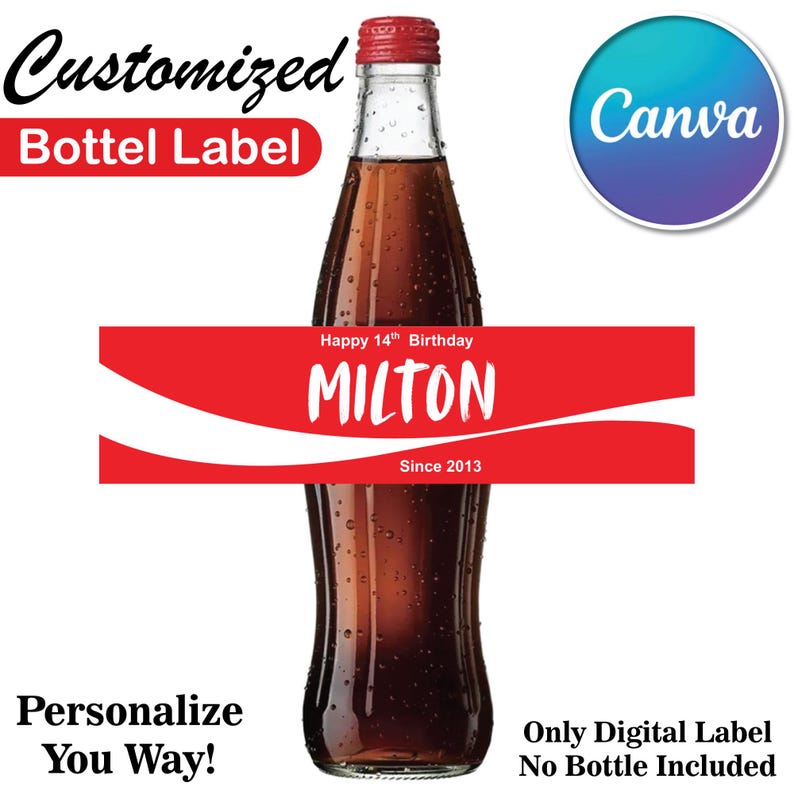 Personalized Birthday Coke Bottle Label: Canva Template (digital ...