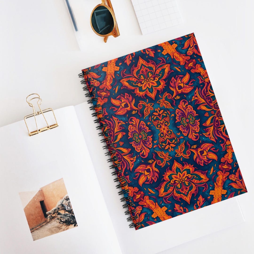 Vibrant Boho Spiral Notebook, Cultural Journal Cover, Simple Notebook ...
