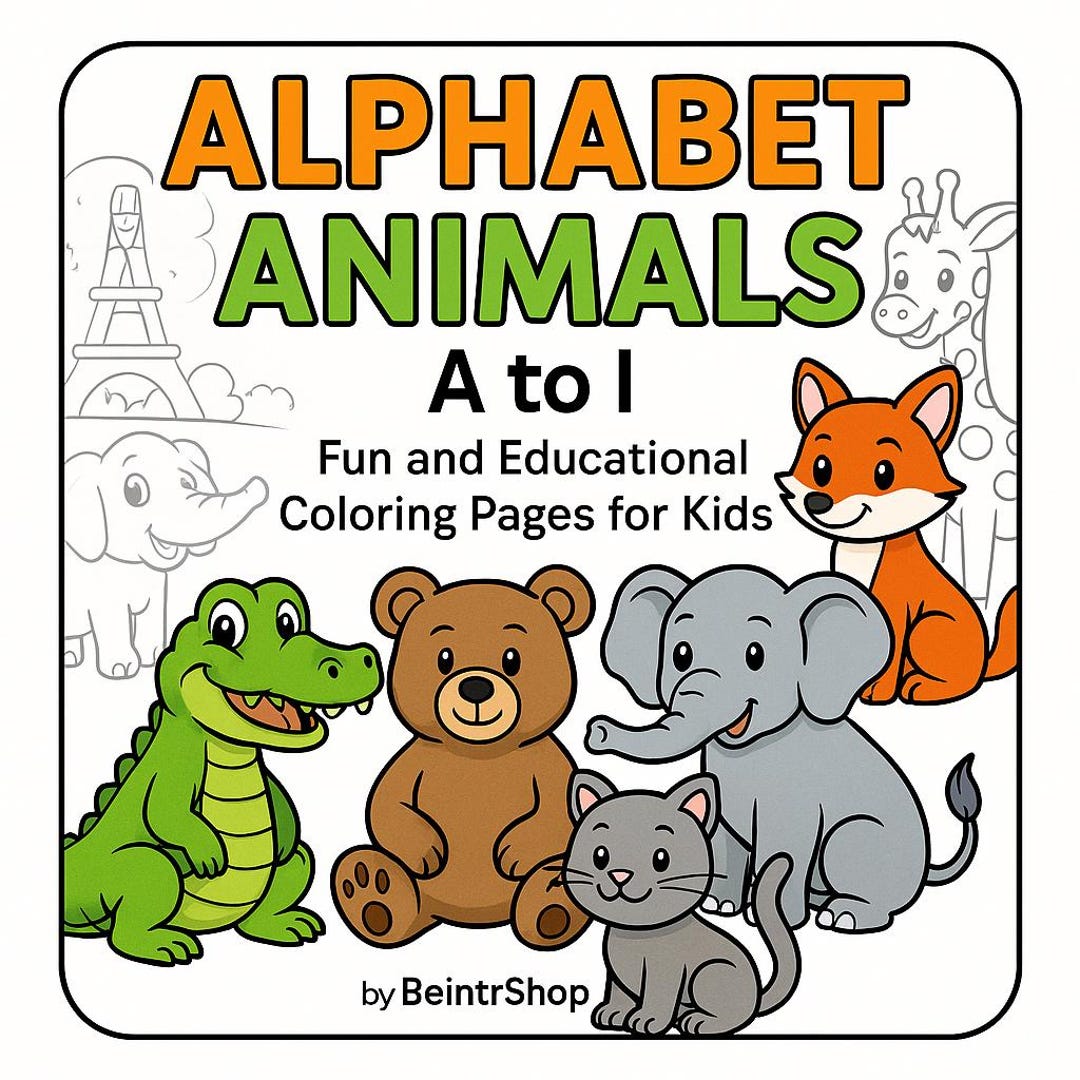 Alphabet Animals Coloring Book – A to I | Printable ABC Animal Coloring ...