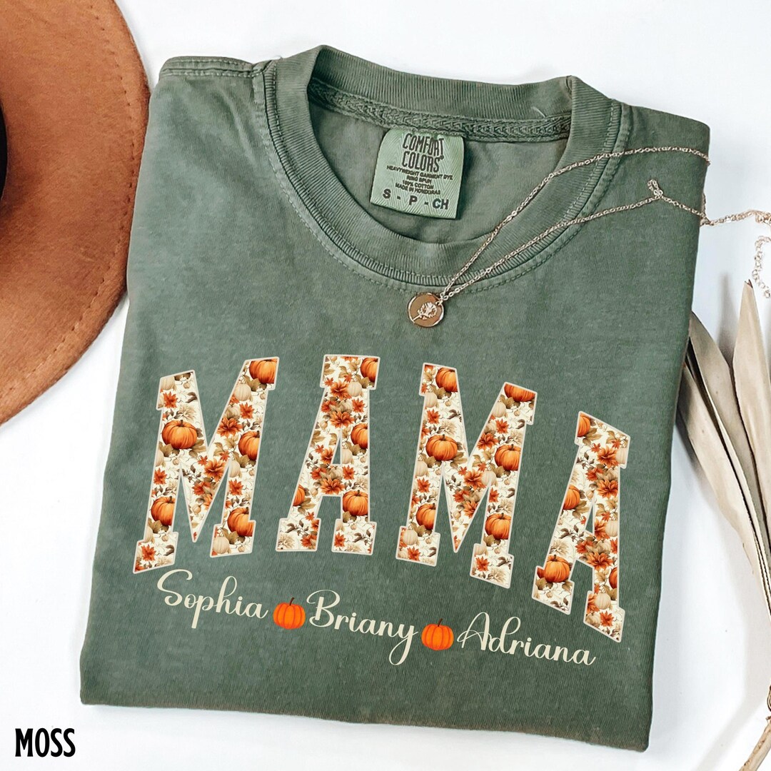 Custom Comfort Colors Fall Mama Shirt: Personalized Thanksgiving Gift ...