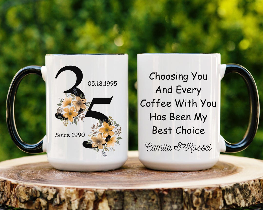 Personalized Anniversary Number Mugs, Custom Wedding Anniversary Mug ...
