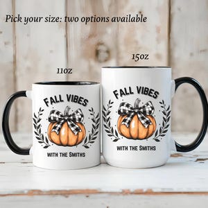 Custom Fall Mug Gift, Fall Vibes Mug, Personalized Pumpkin Mug, Custom ...