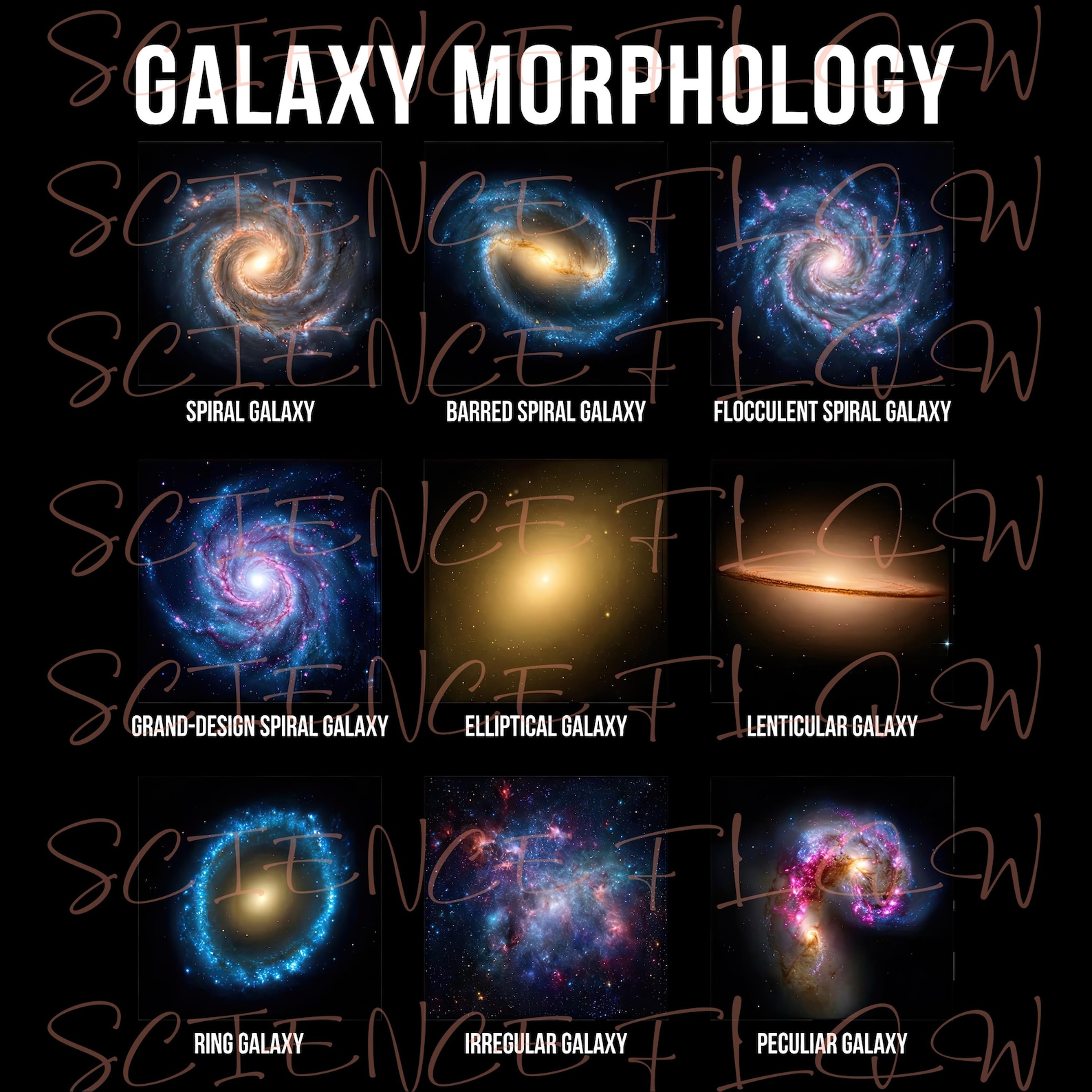 Galaxy Morphology Educational PNG Design, Types of Galaxies Chart ...