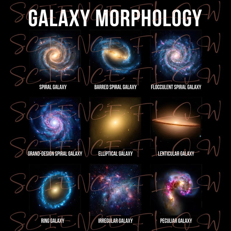 Galaxy Morphology Educational PNG Design, Types of Galaxies Chart ...