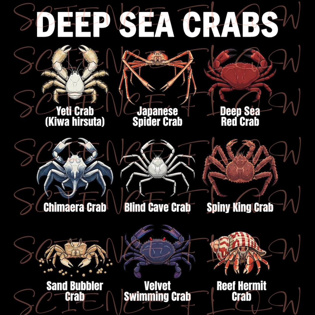 Deep Sea Crabs PNG Design – Transparent Background Educational Marine ...