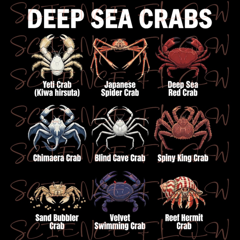 Deep Sea Crabs PNG Design – Transparent Background Educational Marine ...