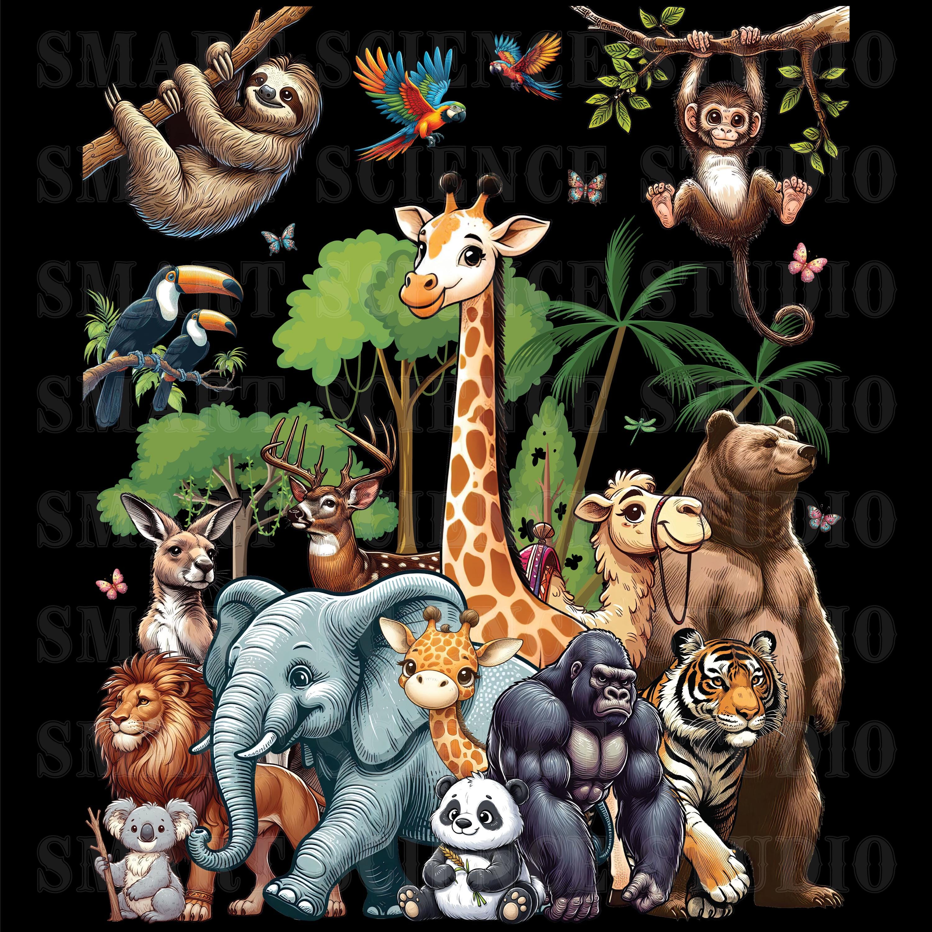 Zoo Animals Design PNG, Cute Zoo Wildlife Art for Kids Birthday, Jungle ...