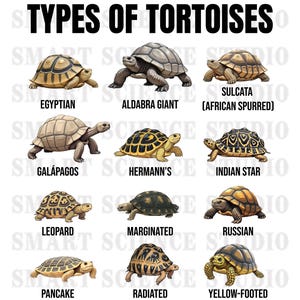 12 Types of Tortoises Educational PNG Design, Tortoise Species, Reptile ...