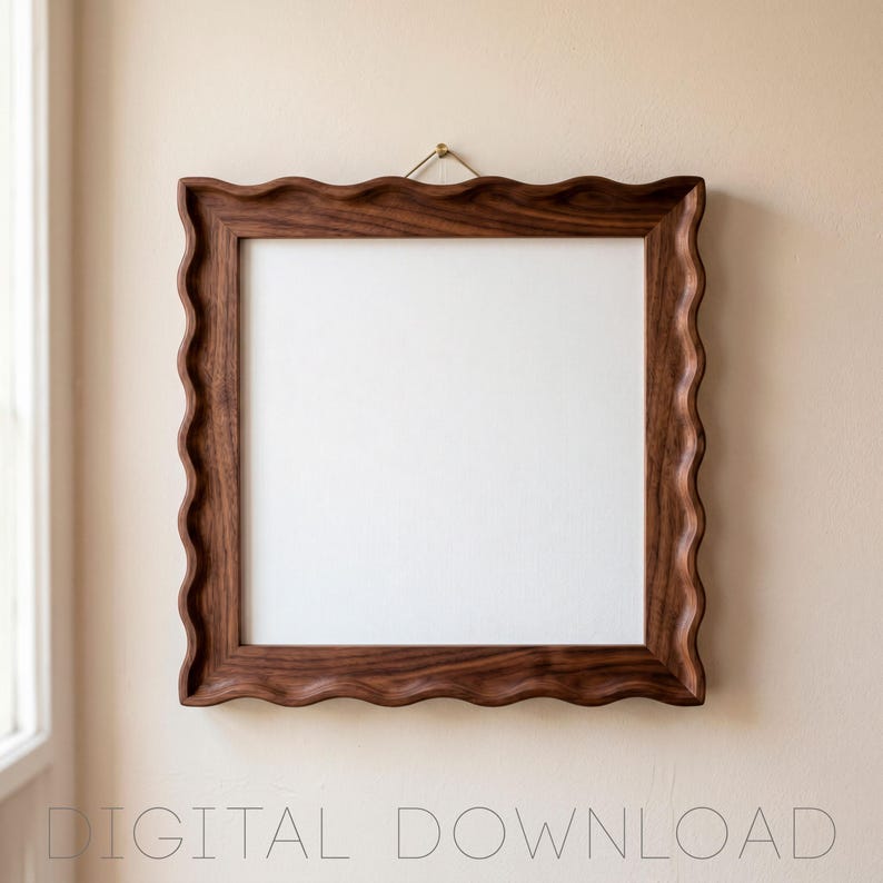 Dark Walnut Wavy Frame Mockup – Square PSD Template (digital Download ...