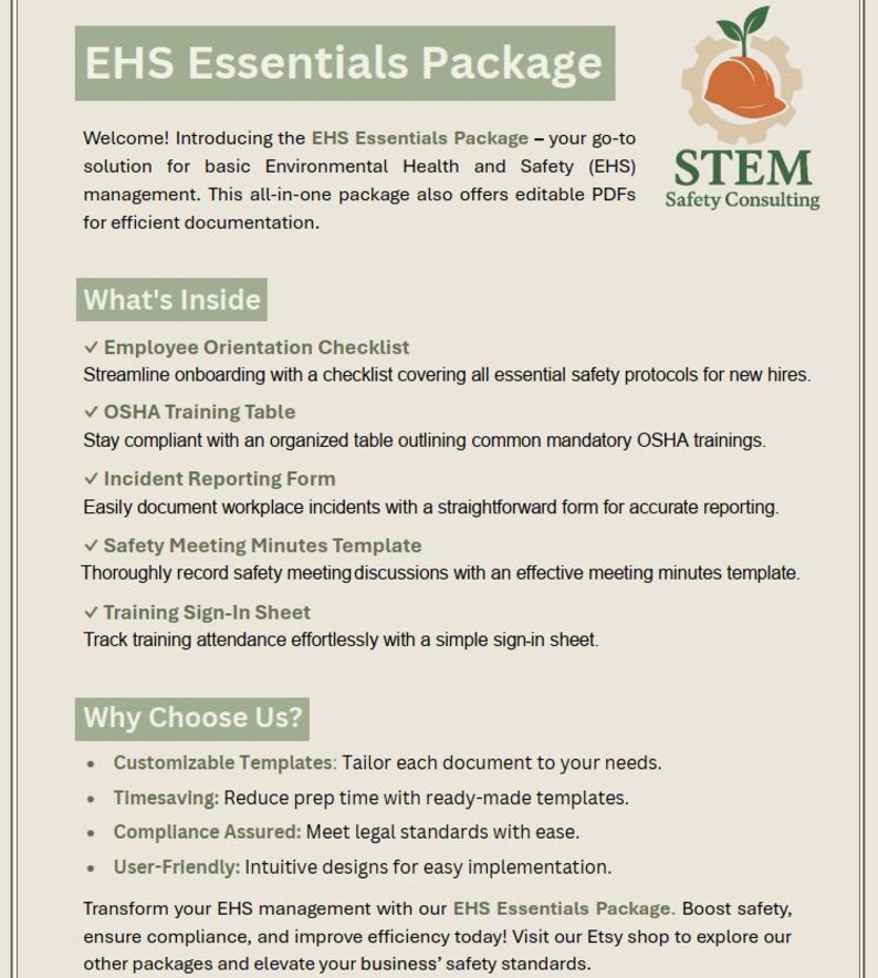 EHS Essentials Package: Workplace Safety Templates - Meeting Minutes ...