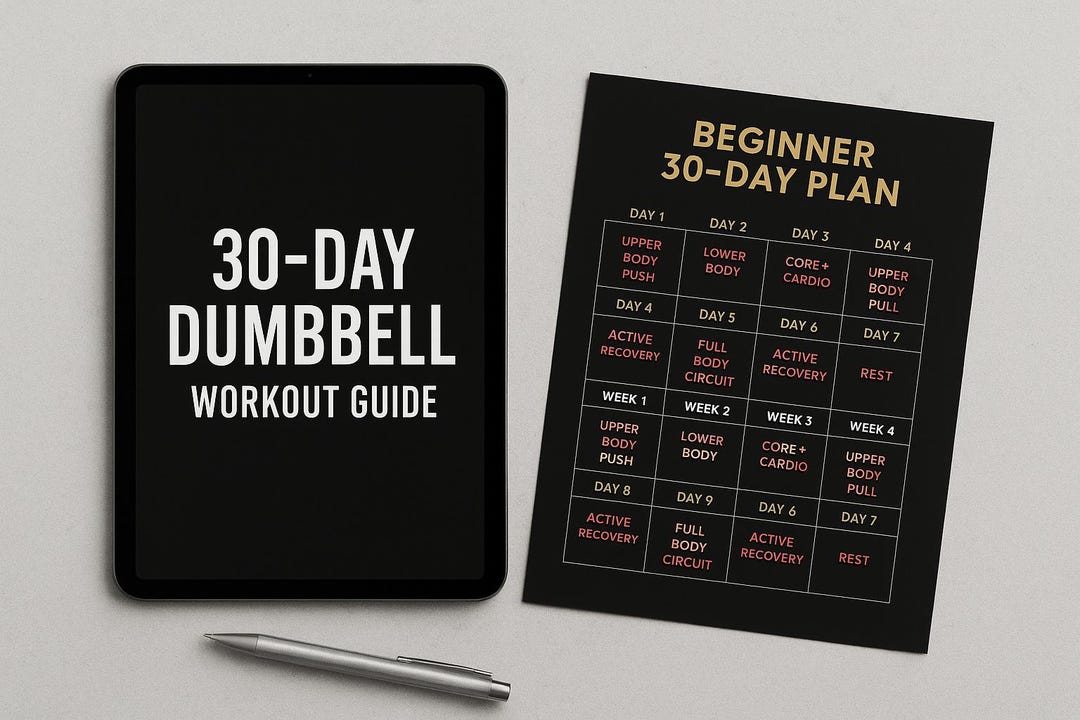 30-day Dumbbell Workout Plan PDF | Beginner & Intermediate | Full Body ...