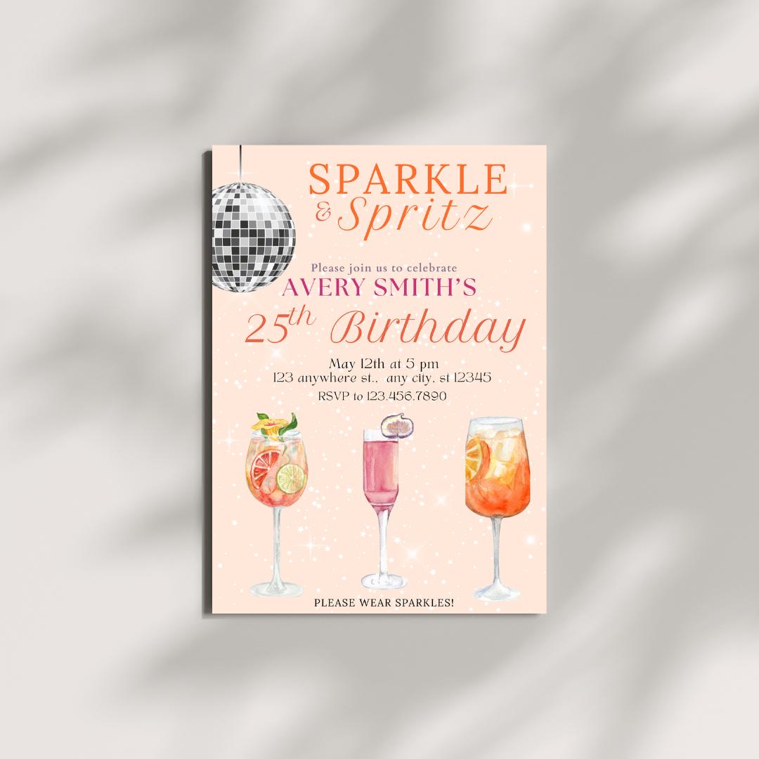 Sparkle and Spritz Birthday Invitation - Etsy
