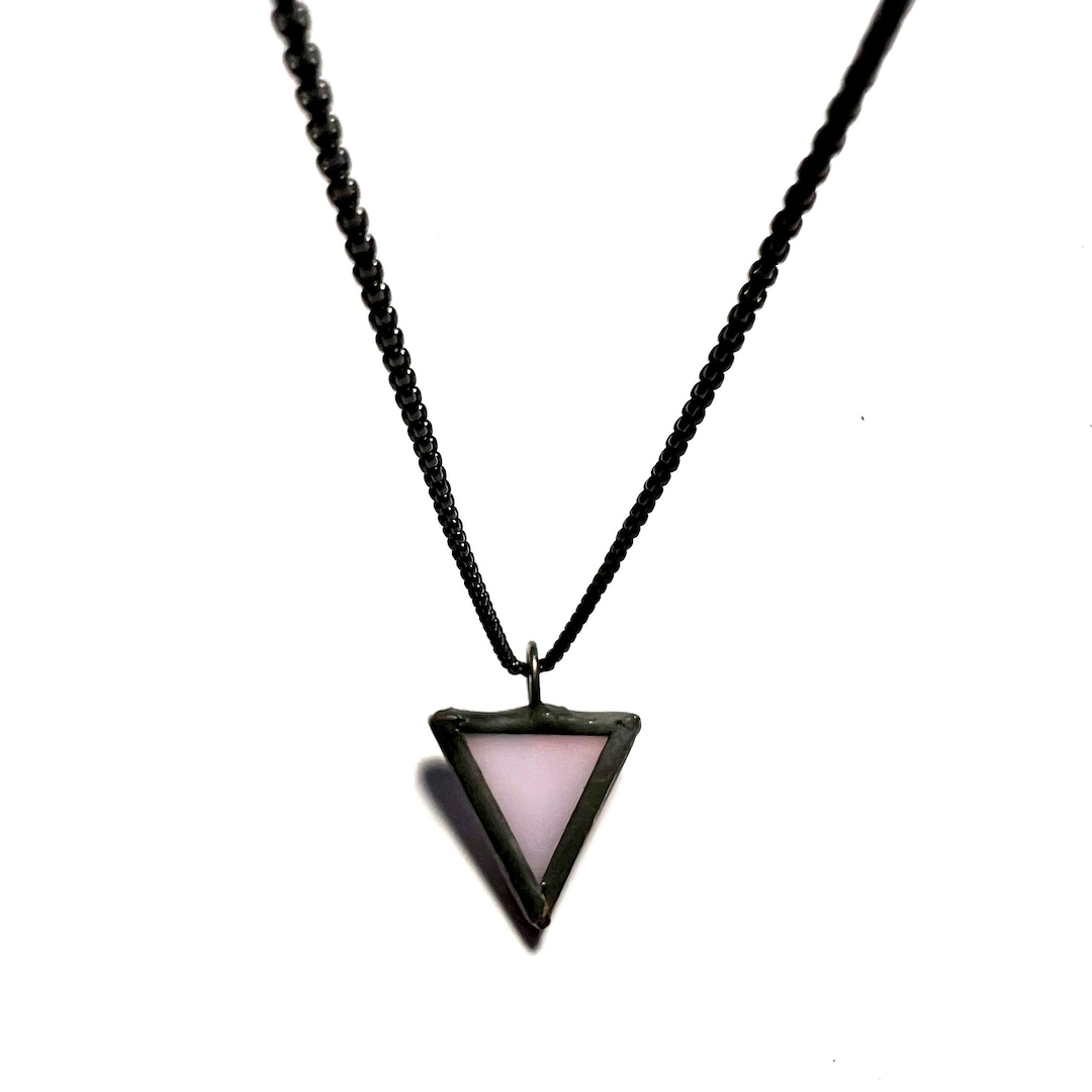Gay Queer LGBTQ+ Pride Necklace - Stained Glass Pink Triangle Necklace ...