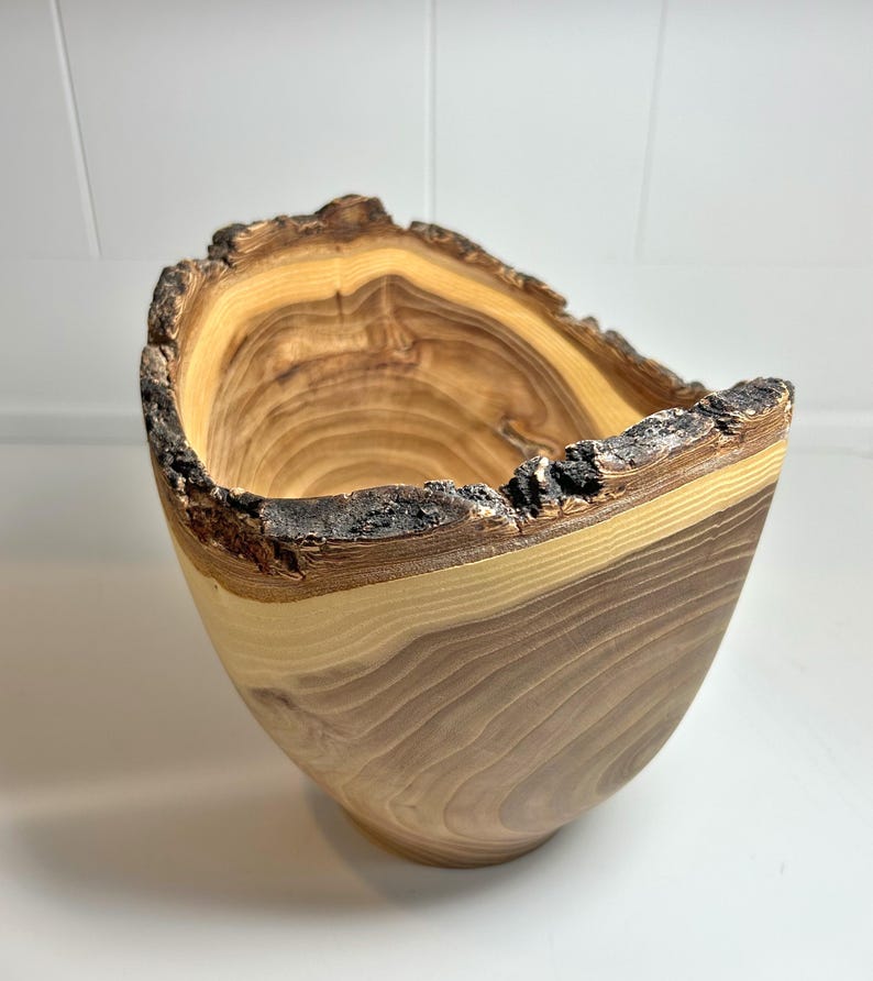 Handcrafted Elm Wood Live Edge Bowl | Rustic Home Decor - Etsy